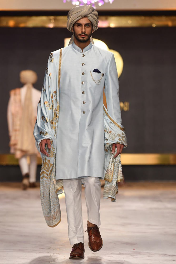 Sky blue sherwani | Deepak Perwani